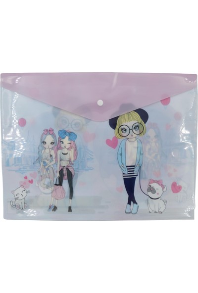 Puti Desenli A4 Çıtçıtlı Zarf Dosya