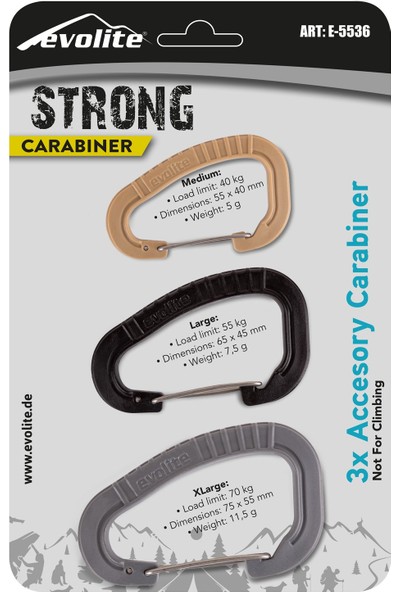 Evolite Strong 3'lü Karabina Seti - Gri/siyah/bej Evolite Strong 3'lü Karabina Seti - Gri/siyah/bej