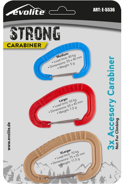 Evolite Strong 3'lü Karabina Seti - Bej/kırmızı/mavi Evolite Strong 3'lü Karabina Seti - Bej/kırmızı/mavi