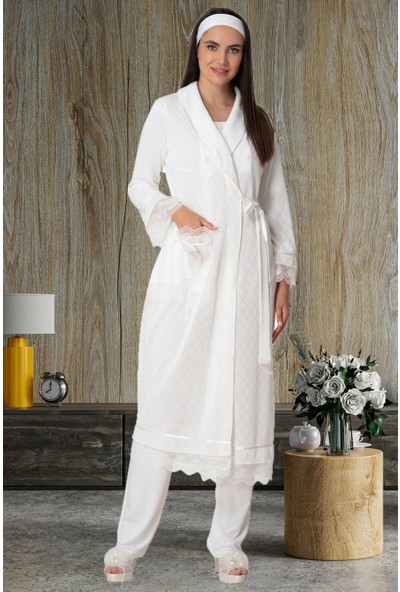Mecit Pijama Mecit 5569 Ekru Triko Sabahlıklı Lohusa Pijama Takımı Mecit Pijama Mecit 5569 Ekru Triko Sabahlıklı Lohusa Pijama Takımı