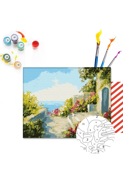 Tabdiko Çiçekli Ev Sayılarla Boyama Seti 40 x 50 cm Tabdiko Çiçekli Ev Sayılarla Boyama Seti 40 x 50 cm