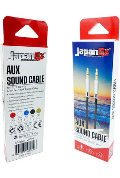 Japanex 3,5 mm Hasır Örgülü Aux Kablosu