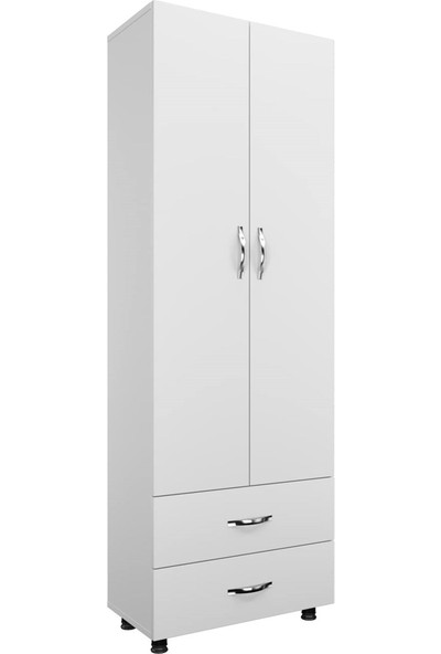 Dienni Beyaz Bozüyük 2 Kapaklı 2 Çekmeceli 2 Raflı Çok Amaçlı Mutfak Dolabı Banyo Dolabı
