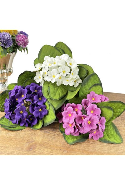 Nettenevime Yapay Çiçek 3 Adet Kadife Menekşe Gerçekçi Doku