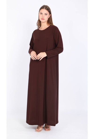 Blue White Kadın Büyük Beden Basic Uzun Düz Elbise Acı Kahve Blue White Kadın Büyük Beden Basic Uzun Düz Elbise Acı Kahve