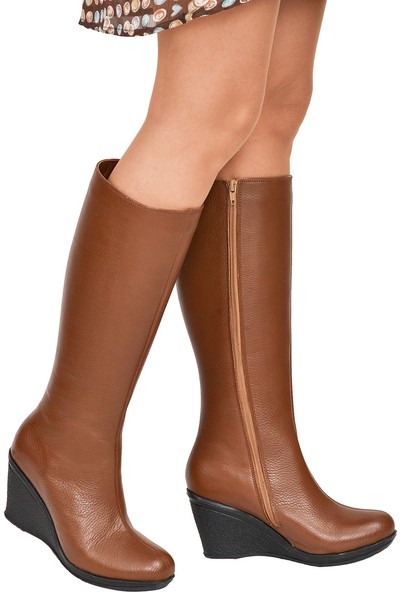Moosefield Deri Dolgu Topuk Taba Kadın Çizme Moosefield Deri Dolgu Topuk Taba Kadın Çizme