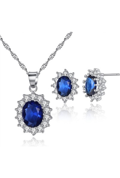 World Shop Mavi Swarovski Taşlı Takı Seti World Shop Mavi Swarovski Taşlı Takı Seti