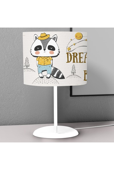 Tiny Baby Concept Denizci Rakun Desenli Çocuk Odası Dijital Baskılı Çocuk Odası Masaüstü Abajur Avize