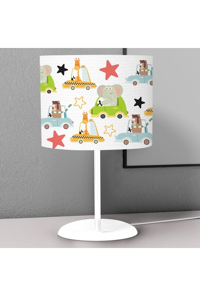 Tiny Baby Concept Hayvanlar ve Araba Desenli Çocuk Odası Dijital Baskılı Çocuk Odası Masaüstü Abajur Avize Tiny Baby Concept Hayvanlar ve Araba Desenli Çocuk Odası Dijital Baskılı Çocuk Odası Masaüstü Abajur Avize