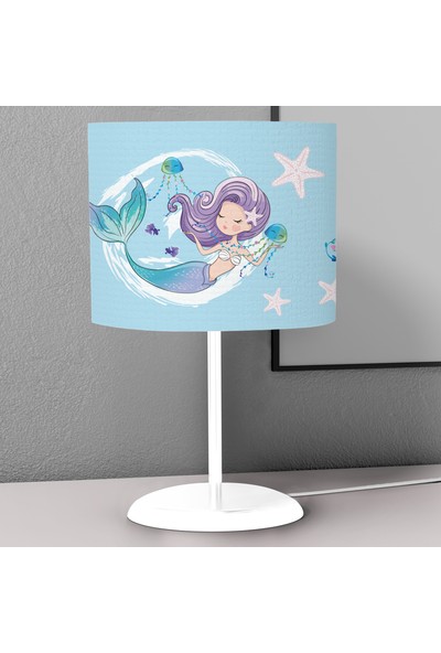 Tiny Baby Concept Açık Mavi Denizkızı Desenli Çocuk Odası Dijital Baskılı Çocuk Odası Masaüstü Abajur Avize Tiny Baby Concept Açık Mavi Denizkızı Desenli Çocuk Odası Dijital Baskılı Çocuk Odası Masaüstü Abajur Avize