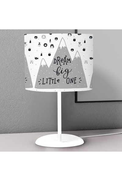 Tiny Baby Concept Gri Dağlar Desenli Çocuk Odası Dijital Baskılı Çocuk Odası Masaüstü Abajur Avize