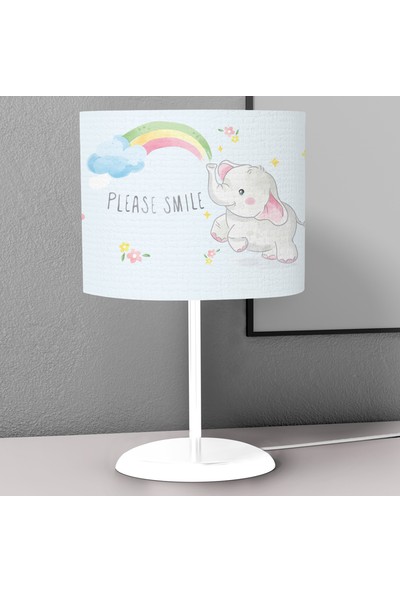 Tiny Baby Concept Açık Mavi Gülümseyen Fil Desenli Çocuk Odası Dijital Baskılı Çocuk Odası Masaüstü Abajur Avize Tiny Baby Concept Açık Mavi Gülümseyen Fil Desenli Çocuk Odası Dijital Baskılı Çocuk Odası Masaüstü Abajur Avize