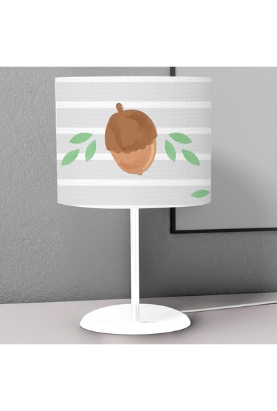 Tiny Baby Concept Gri Sincap ve Fındık Desenli Çocuk Odası Dijital Baskılı Çocuk Odası Masaüstü Abajur Avize