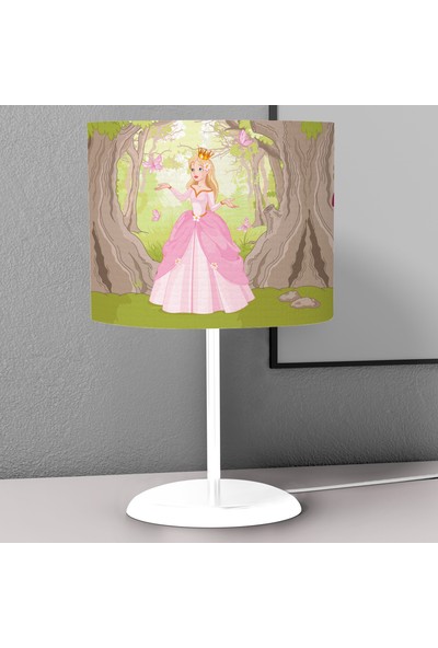 Tiny Baby Concept Pembe Prenses Desenli Çocuk Odası Dijital Baskılı Çocuk Odası Masaüstü Abajur Avize