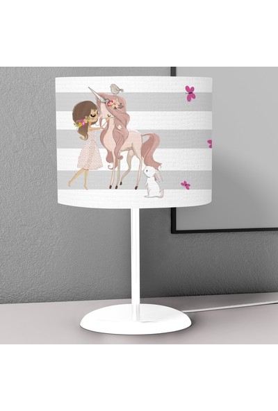 Tiny Baby Concept Unicorn Kız ve Tavşan Desenli Çocuk Odası Dijital Baskılı Çocuk Odası Masaüstü Abajur Avize Tiny Baby Concept Unicorn Kız ve Tavşan Desenli Çocuk Odası Dijital Baskılı Çocuk Odası Masaüstü Abajur Avize