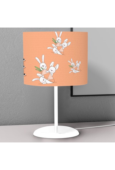 Tiny Baby Concept Turuncu Tavşan ve Havuç Desenli Çocuk Odası Dijital Baskılı Çocuk Odası Masaüstü Abajur Avize Tiny Baby Concept Turuncu Tavşan ve Havuç Desenli Çocuk Odası Dijital Baskılı Çocuk Odası Masaüstü Abajur Avize