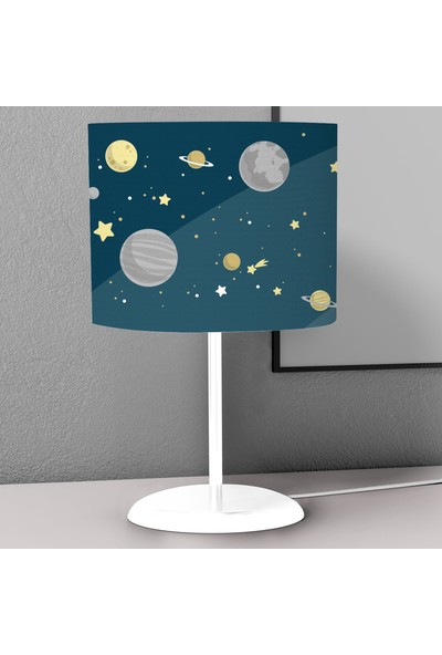 Tiny Baby Concept Koyu Mavi Gezegen Desenli Çocuk Odası Dijital Baskılı Çocuk Odası Masaüstü Abajur Avize Tiny Baby Concept Koyu Mavi Gezegen Desenli Çocuk Odası Dijital Baskılı Çocuk Odası Masaüstü Abajur Avize
