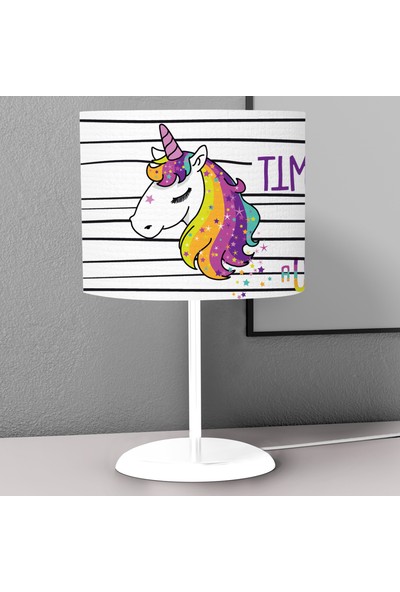Tiny Baby Concept Unicorn Desenli Çocuk Odası Dijital Baskılı Çocuk Odası Masaüstü Abajur Avize