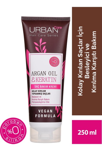 URBAN Care Argan Yağı&Keratin Kolay Kırılan Yıpranmış Saçlara Özel Saç Bakım Kremi-Vegan-250ML URBAN Care Argan Yağı&Keratin Kolay Kırılan Yıpranmış Saçlara Özel Saç Bakım Kremi-Vegan-250ML