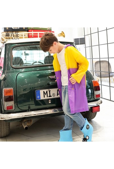 Moda Yedi Eva Su Geçirmez Çocuk Yağmurluğu, Çanta Kısımlı, Kapüşonlu Çocuk Yağmurluk, Sarı-Mor Moda Yedi Eva Su Geçirmez Çocuk Yağmurluğu, Çanta Kısımlı, Kapüşonlu Çocuk Yağmurluk, Sarı-Mor