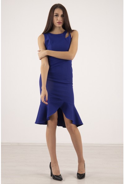 Belamore Saks Arda Omuz Pencereli Abiye&mezuniyet Elbisesi 0104002.26