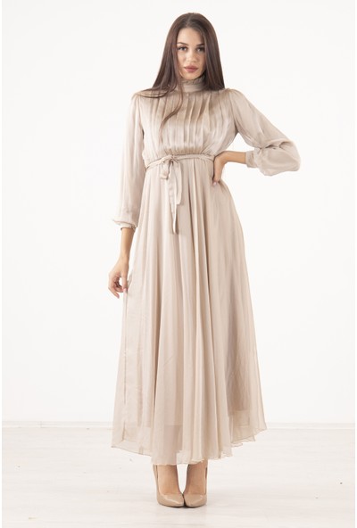 Belamore Bej Astarlı Şifon Elbise 7701424.55