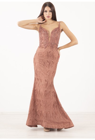 Belamore Somon Işlemeli Abiye&mezuniyet Elbise Modeli 4243132.37