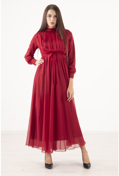 Belamore Kırmızı Pilise Detaylı Şifon Elbise 7701528.08 Belamore Kırmızı Pilise Detaylı Şifon Elbise 7701528.08