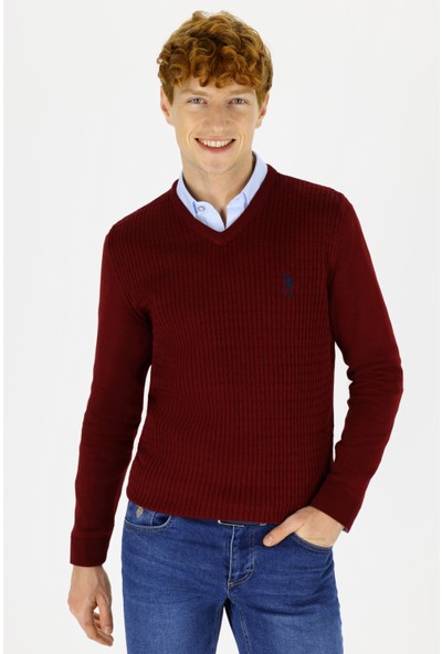 U.S. Polo Assn. Erkek Bordo Triko Kazak Basic U.S. Polo Assn. Erkek Bordo Triko Kazak Basic