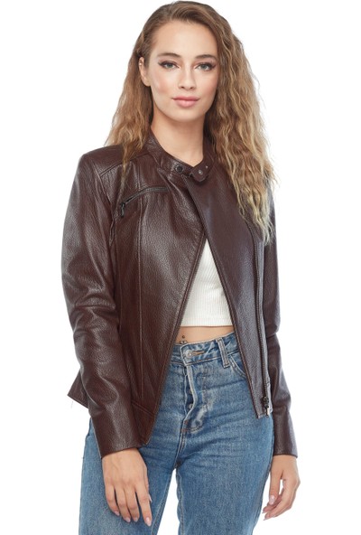 Deriza Francesca Kadın Deri Ceket Kahve