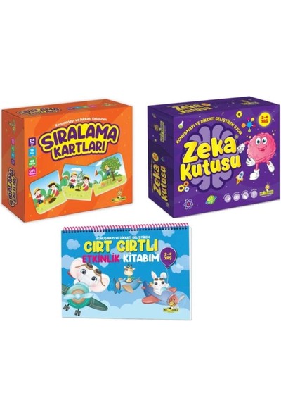 2-4 Yaş 3lü Set Zeka Kutusu- Sıralama Kartları- Cırt Cırtlı Etkinlik Kitabım 2-4 Yaş 3lü Set Zeka Kutusu- Sıralama Kartları- Cırt Cırtlı Etkinlik Kitabım