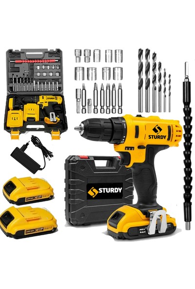 Sturdy Power Tools 46VF 5mah Çift Lityum Akülü Vidalama New Technology Darbeli Matkap Seti 27 Parça Sturdy Power Tools 46VF 5mah Çift Lityum Akülü Vidalama New Technology Darbeli Matkap Seti 27 Parça