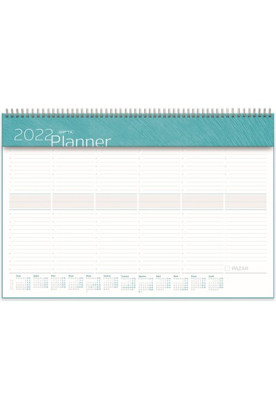 Gıpta 28X40 2022 Spiralli Haftalık Masa Sümeni (252-SMK) Turkuaz Gıpta 28X40 2022 Spiralli Haftalık Masa Sümeni (252-SMK) Turkuaz