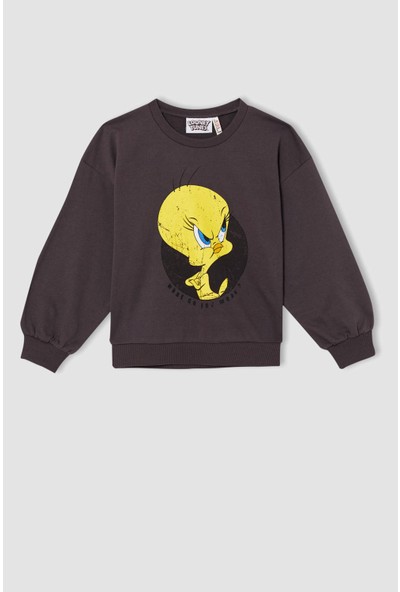 DeFacto Kız Çocuk Lion King Lisanslı Regular Fit Bisiklet Yaka İçi Yumuşak Tüylü Sweatshirt V4763A621WN