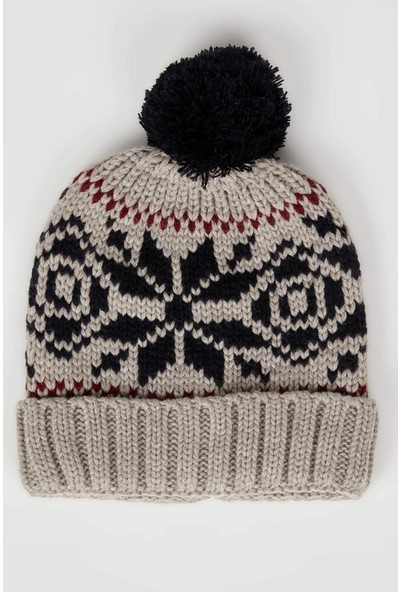 DeFacto Erkek Yılbaşı Temalı Ponponlu Triko Bere U9235AZ21WN