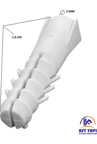 Asy Yapı 6 mm Standart Dübel 25 Adet Asy Yapı 6 mm Standart Dübel 25 Adet