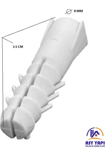 Asy Yapı 8 mm Standart Dübel 100 Adet