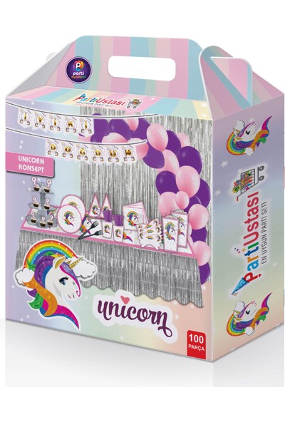 Parti Ustası Unicorn Doğum Günü Parti Seti 100 Parça Parti Ustası Unicorn Doğum Günü Parti Seti 100 Parça