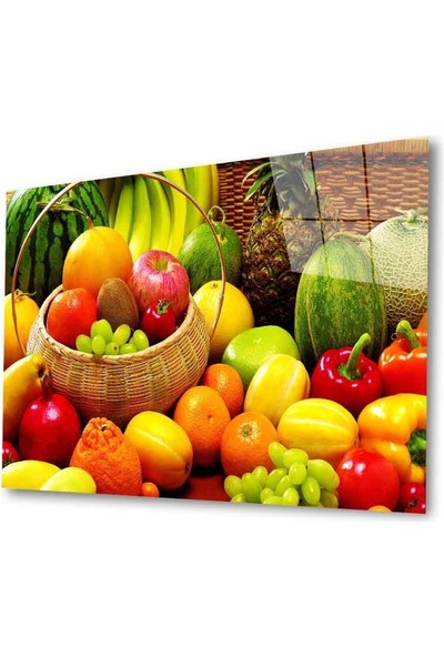 Idealizbiz Meyveler Cam Tablo 4mm Dayanıklı Temperli Cam