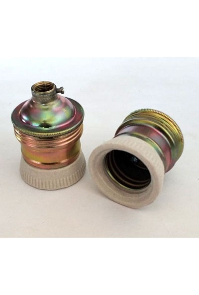 Marketcik Sarı Metal Porselen E27 Bronz Duy Marketcik Sarı Metal Porselen E27 Bronz Duy