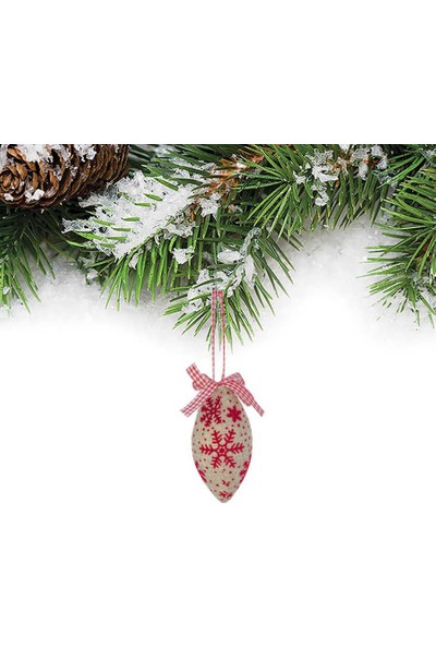 Kikajoy Yılbaşı Çam Ağacı Süsü Kumaş Kaplamalı Oval 3'lü