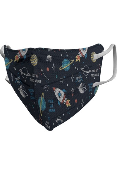N95 Uzay Desen Ffp2 Çocuk (6-14 Yaş) ve Small Beden Maske