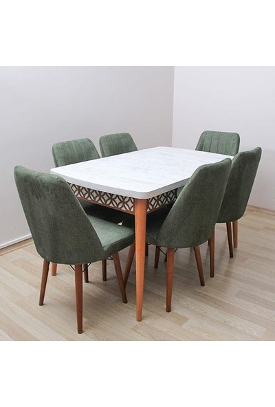 Rosamund Lazer Kesim Kristal Yemek Masa Takımı Nergis Sandalye (Yeşil)
