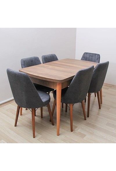 Rosamund Barok Yemek Masa Takımı Gold Sandalye (Füme)