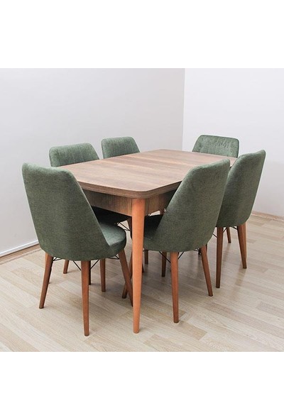 Rosamund Barok Yemek Masa Takımı Gold Sandalye (Yeşil)