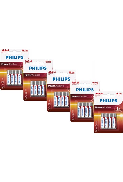 Philips LR03P4B/05 Alkalin Aaa Ince Kalem Pil 4'lü (X5 Adet) Philips LR03P4B/05 Alkalin Aaa Ince Kalem Pil 4'lü (X5 Adet)
