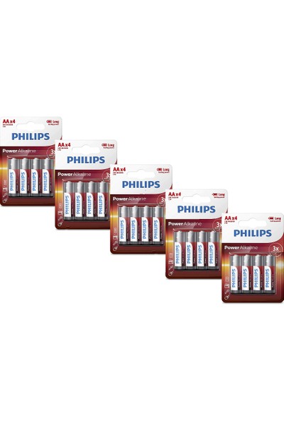 Philips LR6P4B/05 Power Alkaline Aa X4 Pil (X5 Adet) Philips LR6P4B/05 Power Alkaline Aa X4 Pil (X5 Adet)