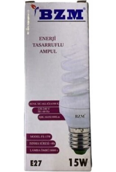 Bzm Tasarruf Ampulu Spiralli 15 W Beyaz Işık E27 Bzm Tasarruf Ampulu Spiralli 15 W Beyaz Işık E27