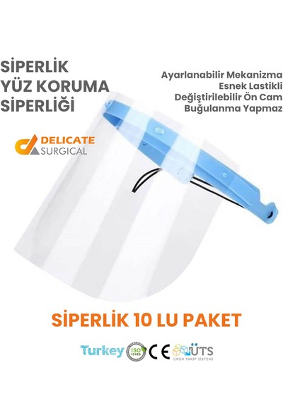 Delicate Surgical Siperlik 10 Adet Yüz Koruyucu Siperliği 10'lu Paket Delicate Surgical Siperlik 10 Adet Yüz Koruyucu Siperliği 10'lu Paket