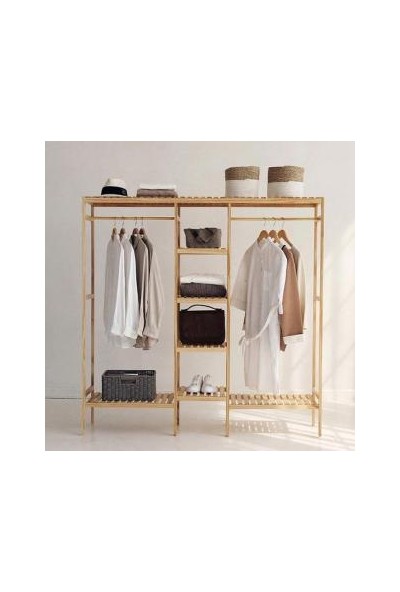 Mrt Ahşap Askılıklı Gardırop Kayın Ağacından